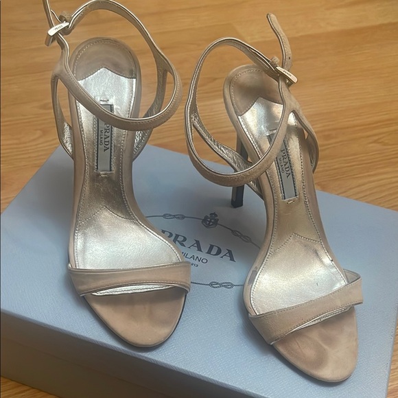 Prada | Shoes | Prada Womens Silver High Heel Sandals | Poshmark